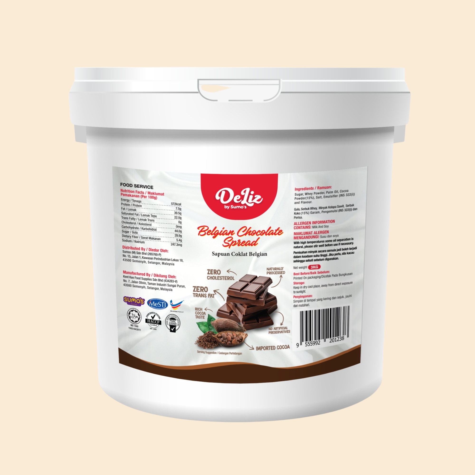 Deliz Italian Hazelnut Chocolate Spread COMBO (3kg) – Sumo's